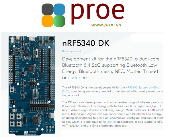 Development kit for the nRF5340, a dual-core Bluetooth 5.4 SoC ...
