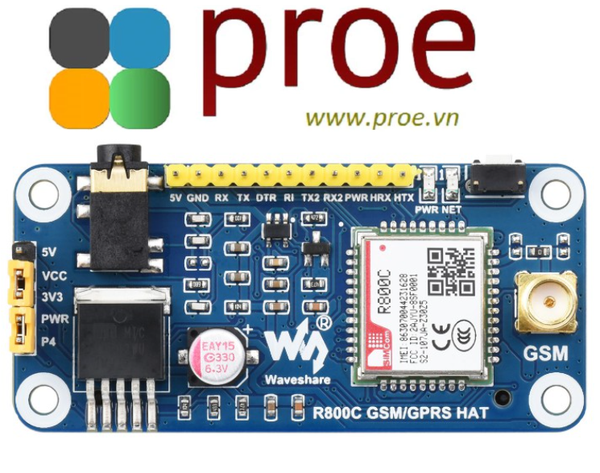 R800C GSM/GPRS HAT For Raspberry Pi | Điện tử ProE