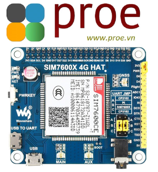 SIM7600CE 4G HAT for Raspberry Pi, LTE Cat-4 4G / 3G / 2G Support, GNSS ...