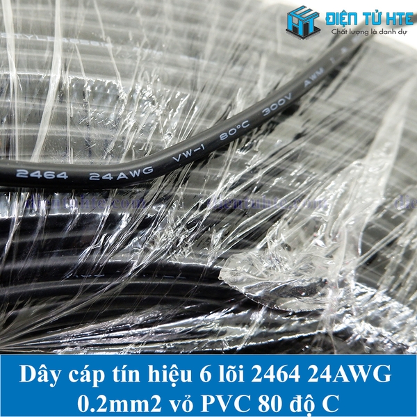 Dây cáp tín hiệu 6 lõi 2464 24AWG 0.2mm2 vỏ PVC 80 độ C | Điện Tử HTE