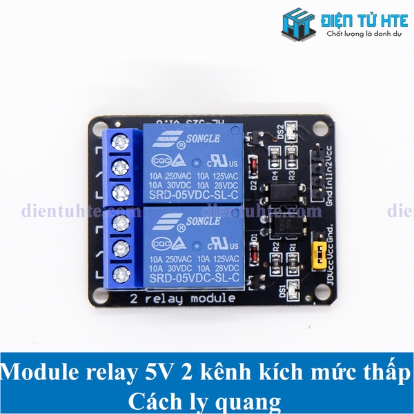Module Relay 2 kênh có cách ly opto - Kích mức thấp | Điện Tử HTE