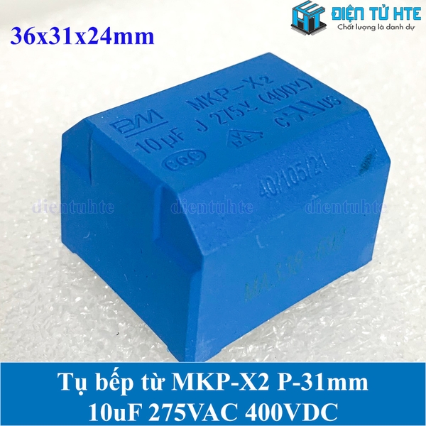 Tụ bếp từ MKP-X2 10uF 275VAC 400DC pitch 31mm Xanh dương size ...