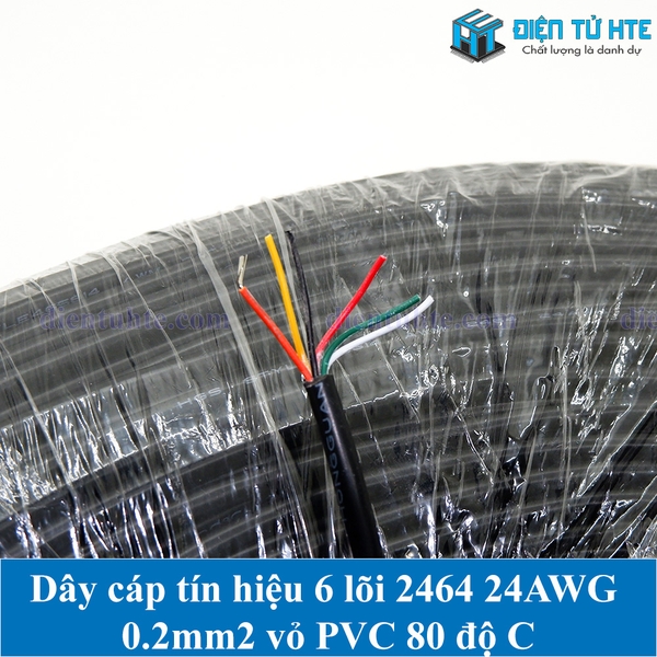 Dây cáp tín hiệu 6 lõi 2464 24AWG 0.2mm2 vỏ PVC 80 độ C | Điện Tử HTE