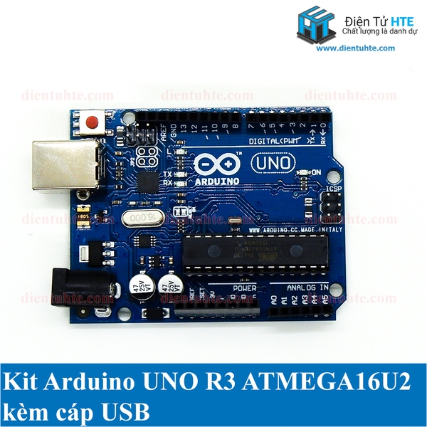 Kit Arduino UNO R3 chip giao tiếp ATMEGA16U2 kèm cáp USB | Điện Tử HTE
