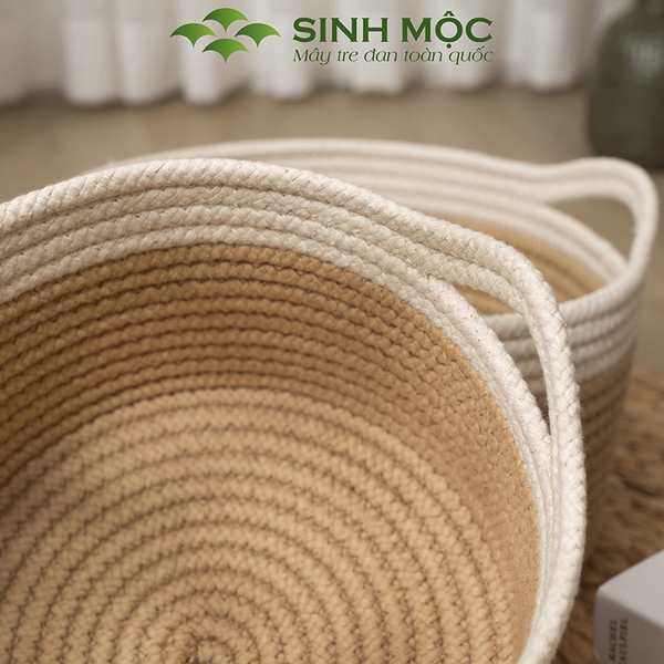 Giỏ quần áo có quai tiện dụng, giỏ cotton đựng đồ đa năng