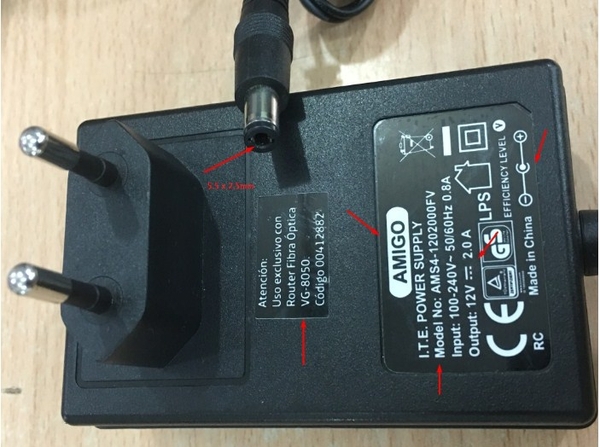 Adapter Original AMIGO AMS4-1202000FV 12V 2A 24W Connector Size 5.5mm x ...