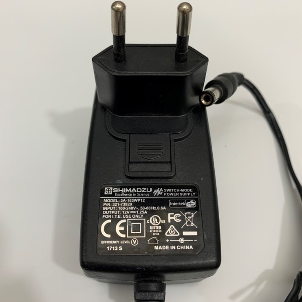 Adapter 12V 1.25A SHIMASZU 3A-163WP12 DC + ---C--- Connector Size 5.5mm ...