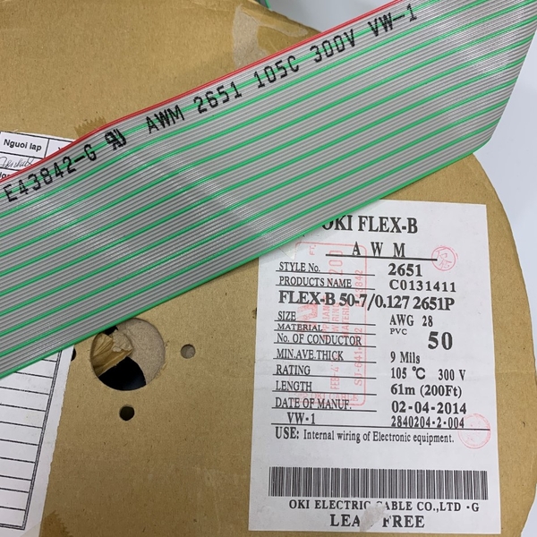 Cáp Bẹ Nhiều Mầu OKIFLEX UL2651 IDC 50 Pin Flat Rainbow Ribbon Cable 50 ...
