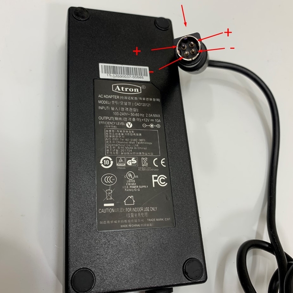 Adapter 12V 10A 120W ATRON Connector Size 4 Pin 10mm Mini Din OEM ...