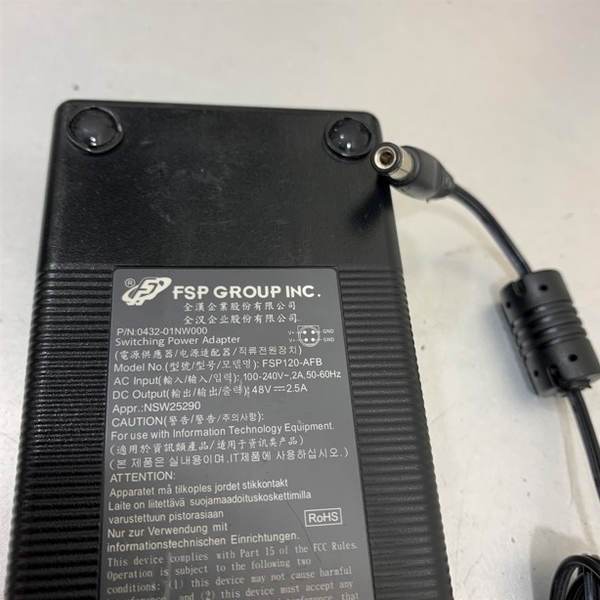 Adapter 48V 2.5A 120W FSP Connector Size 5.5mm x 2.1mm For POE Switch ...
