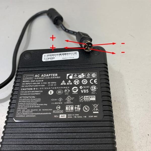 Adapter 24V 10A 240W Replacement SNP-A239-M IEC C14 Connector Size 4 ...
