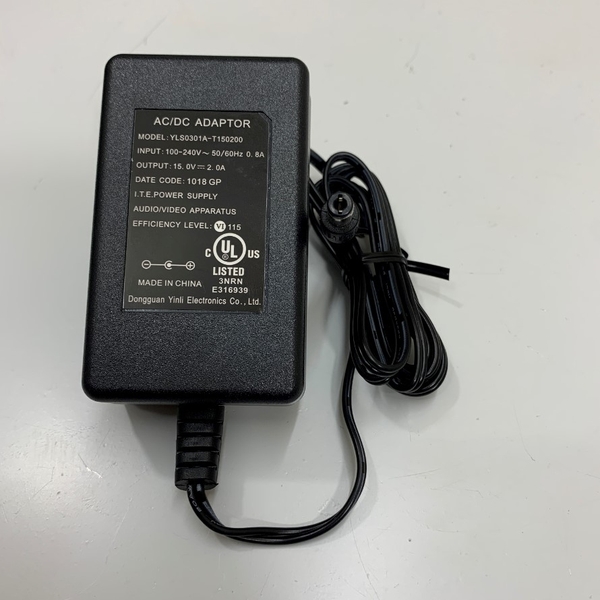 Adapter 15V 2A Dongguan YLS0301A-T150200 Connector Size 5.5mm x 2.1mm
