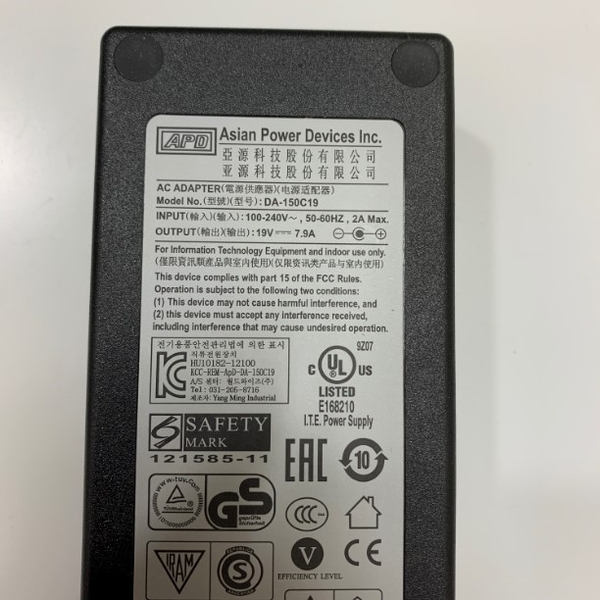 Adapter 19V 7.9A APD DA-150C19 150W Connector Size 5.5mm x 2.5mm For ...