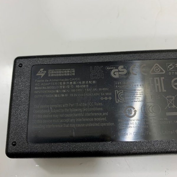Adapter 19V 3.42A 65W APD NB-65B19 Connector Size 5.5mm x 1.7mm For ...