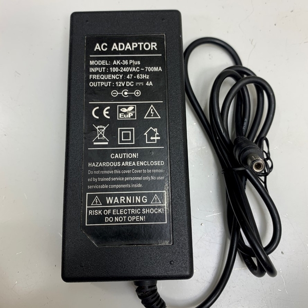 Adapter 12V 4A AK-36 Plus Connector Tip Size 5.5mm x 2.1mm