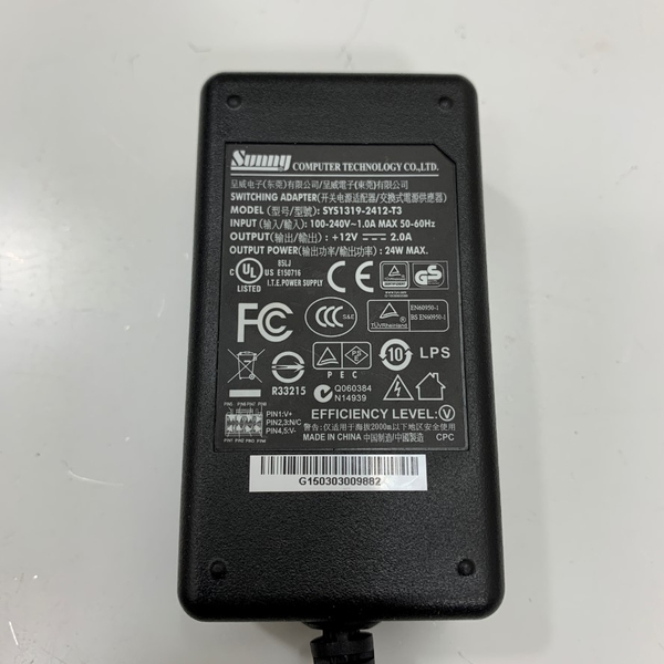 Adapter 12V 2A 24W SUNNY OEM APD WA-24Q12R Connector Size Molex 2 Pin ...