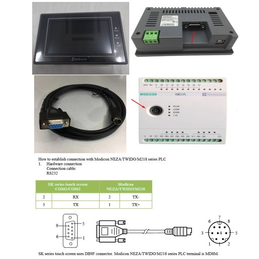 Cáp Lập Trình HMI Samkoon SK Series Với PLC Schneider Modicon NEZA ...