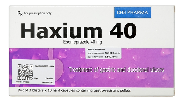 Haxium 40 trị trào ngược dạ dày, thực quản (3 vỉ x 10 viên)