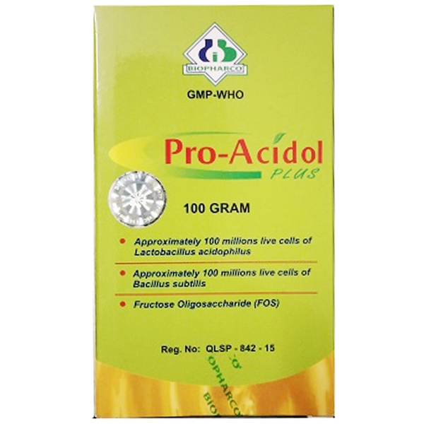 Hỗ trợ điều trị tiêu chảy Pro Acidol Plus Biopharco hộp 1 lọ 100g