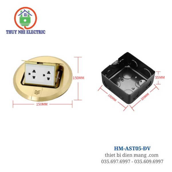 HM-AST05-ĐV: Ổ cắm âm sàn tròn đồng thau nguyên khối