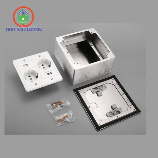 Ổ Cắm Điện Âm Sàn Thép Không Gỉ - Chính hãng Homin