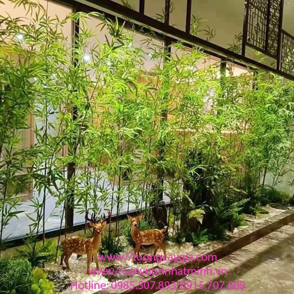 Thi công lắp đặt khóm trúc giả cho tiểu cảnh giếng trời tại Hà Nội ...