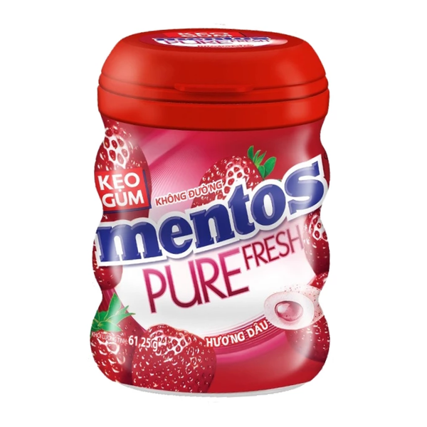 Kẹo gum Mentos Pure Fresh Dâu 61.25g | Can.D Confectionery