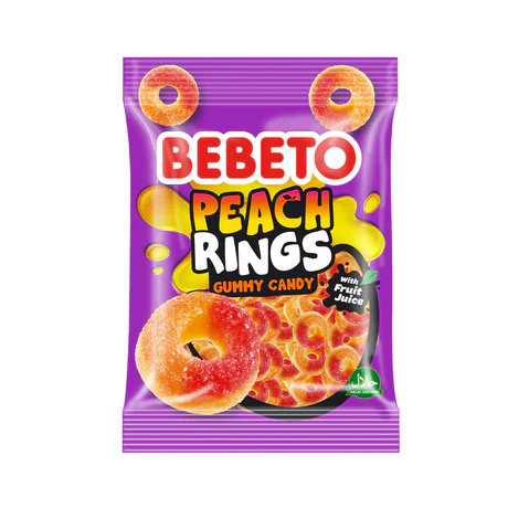 Kẹo dẻo Bebeto Peach Rings 80g | Can.D Confectionery