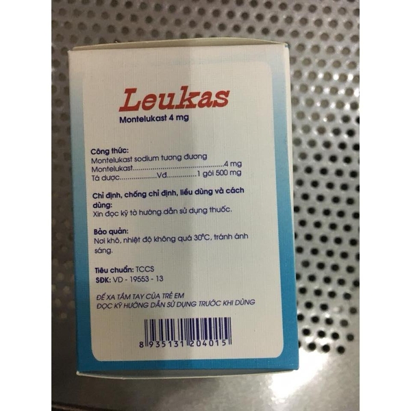 Leukast 4mg gói/ Dị ứng - hen/thuốc tân dược/nhathuocyentrang.com