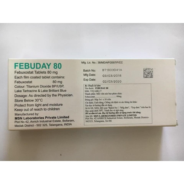 Febuday 80mg/Gút/thuốc tân dược/nhathuocyentrang.com
