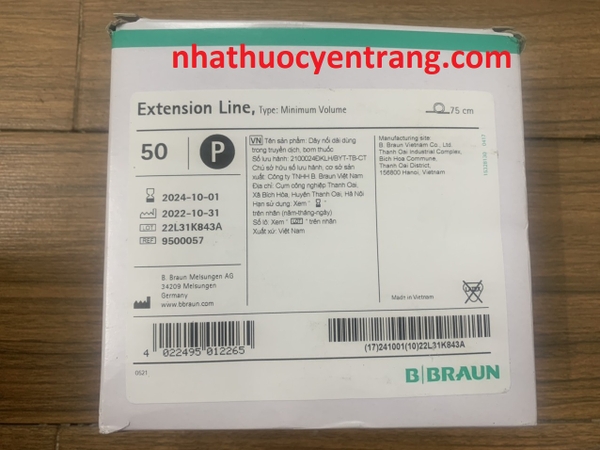Dây nối truyền dịch Extension line B.Braun 75cm | nhathuocyentrang