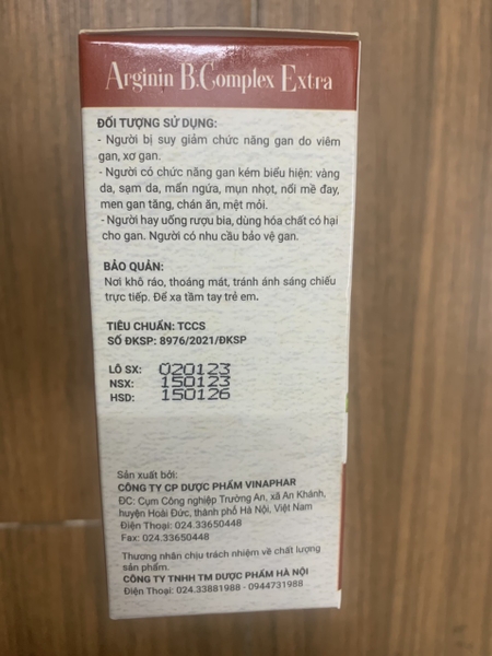 Arginin B Complex Extra | nhathuocyentrang