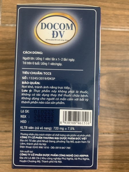 Viên uống bổ mắt Docom ĐV | nhathuocyentrang