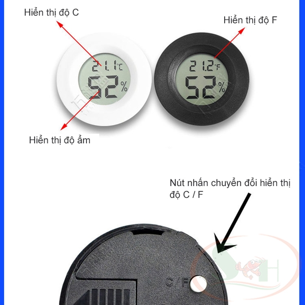 Nhiệt ẩm kế điện tử mini đo nhiệt độ và độ ẩm không khí - Shrimp Home