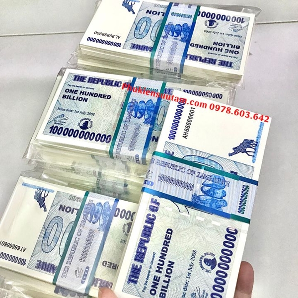 Tiền Lưu Niệm 100 Tỷ Zimbabwe Hình Hưu Cao Cổ