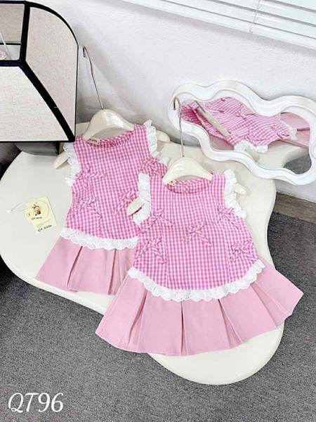 Set váy áo caro hồng – thienduongtretho.com