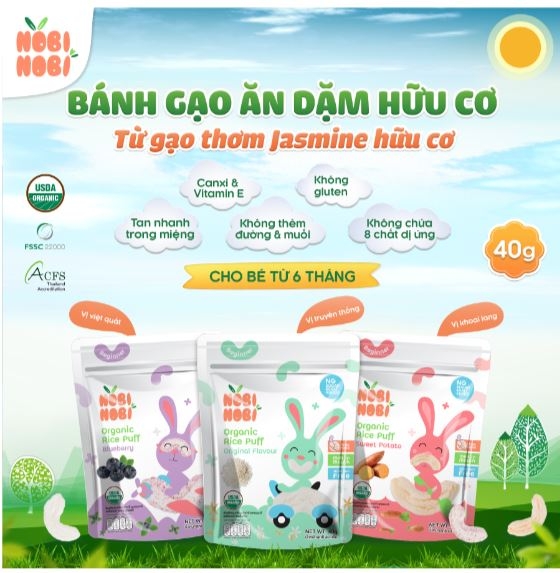 Bánh Gạo Ăn Dặm Hữu Cơ Nobi Nobi 40g – thienduongtretho.com