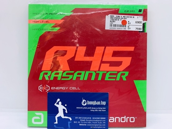 Andro Rasanter R45 -Mặt vợt tiêu chuẩn Đức-Bảo hành chính hãng Bongban.top