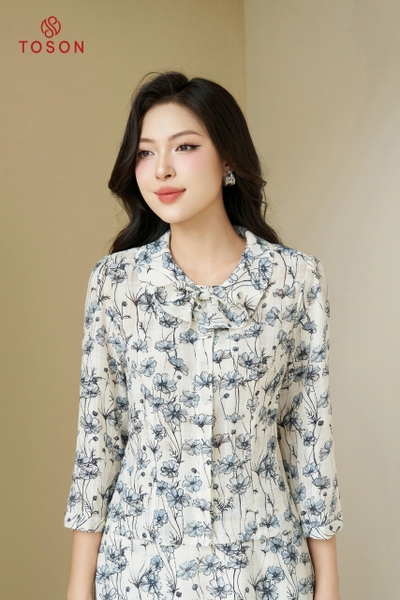 B1348H94 - Bộ tơ in hoa nhí: Áo + CV xòe Thời trang nữ Toson