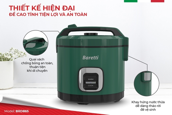 Nồi cơm điện Baretti 3.0 lít BRD865 - Sản phẩm chính hãng | HÀNG BẾP