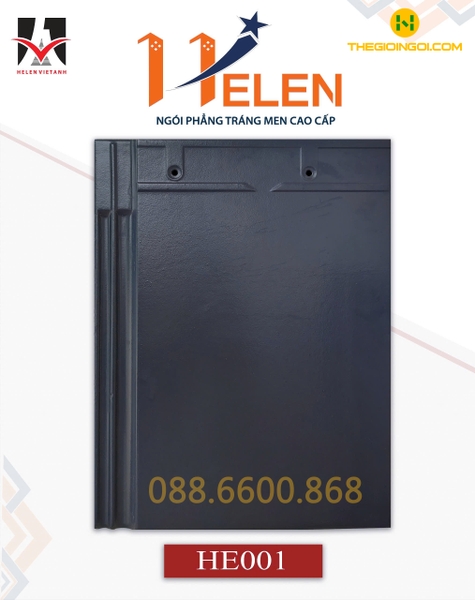 Ngói phẳng tráng men Helen màu xanh than HE001