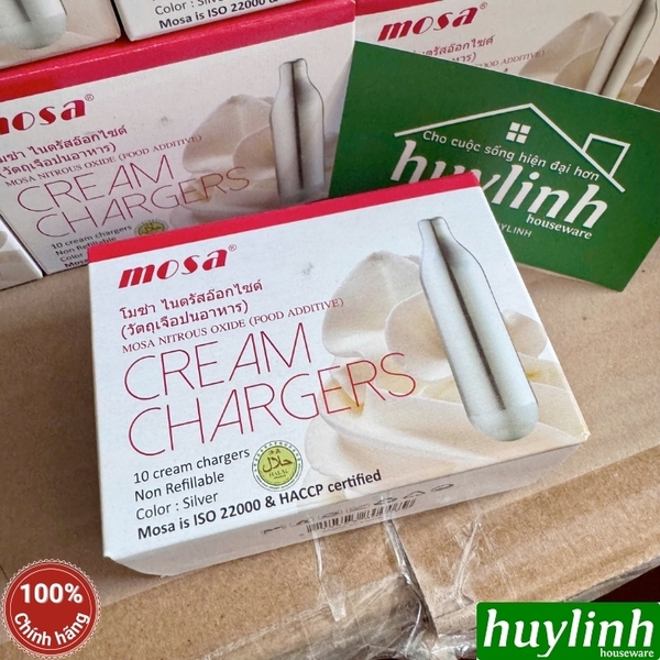 Gas N2O Mosa sử dụng cho bình xịt kem tươi - 10 viên / hộp