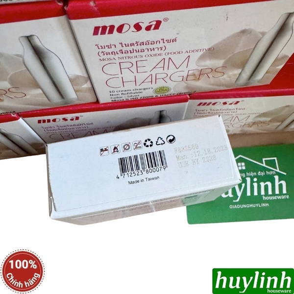 Gas N2O Mosa sử dụng cho bình xịt kem tươi - 10 viên / hộp