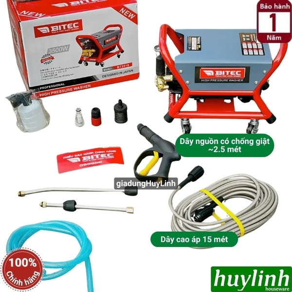 [Chống giật] Máy xịt rửa xe Chỉnh Áp BiTec BT3510 - 3500W - motor từ ...