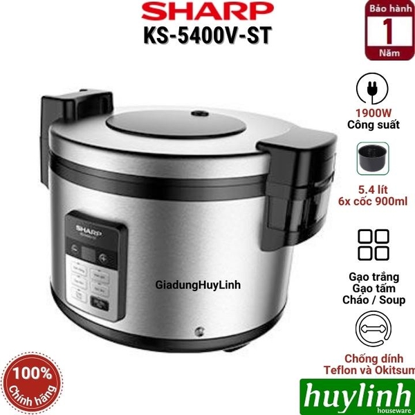 Nồi cơm điện tử công nghiệp Sharp KS-5400V-ST - 5.4 lít