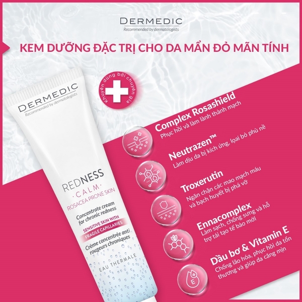 Kem dưỡng phục hồi da mỏng yếu nhạy cảm Dermedic Redness Calm ...