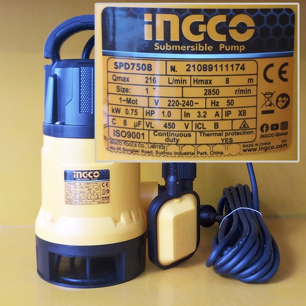 MÁY BƠM CHÌM NƯỚC TSẠCH INGCO 750W SPD7508