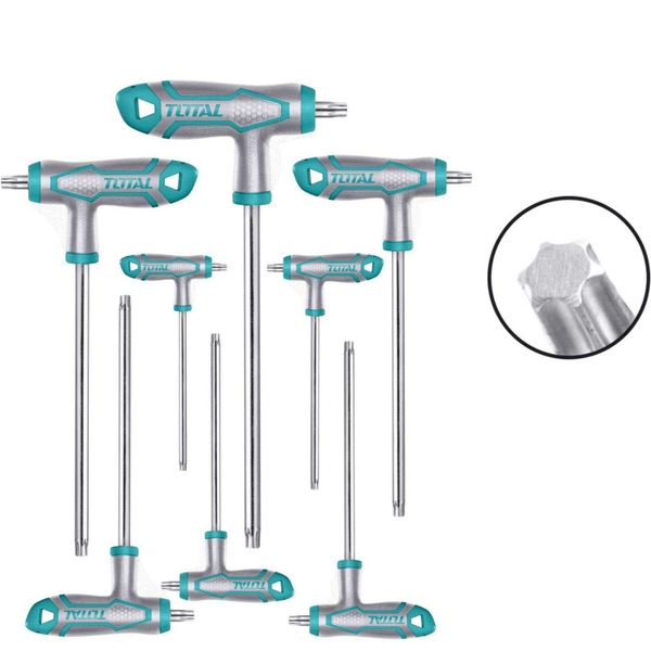 Bộ 8 chìa lục giác bông tay cầm chữ T Total THHW80836