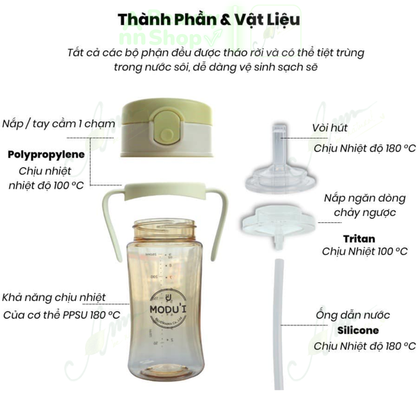 Bình Tập Hút Chống Đổ, Chống Sặc Modui Bluemama | Ann Beauty Shop