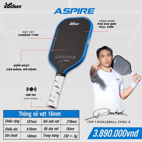 Vợt Pickleball Zocker Aspire HP PH Anh em Sport